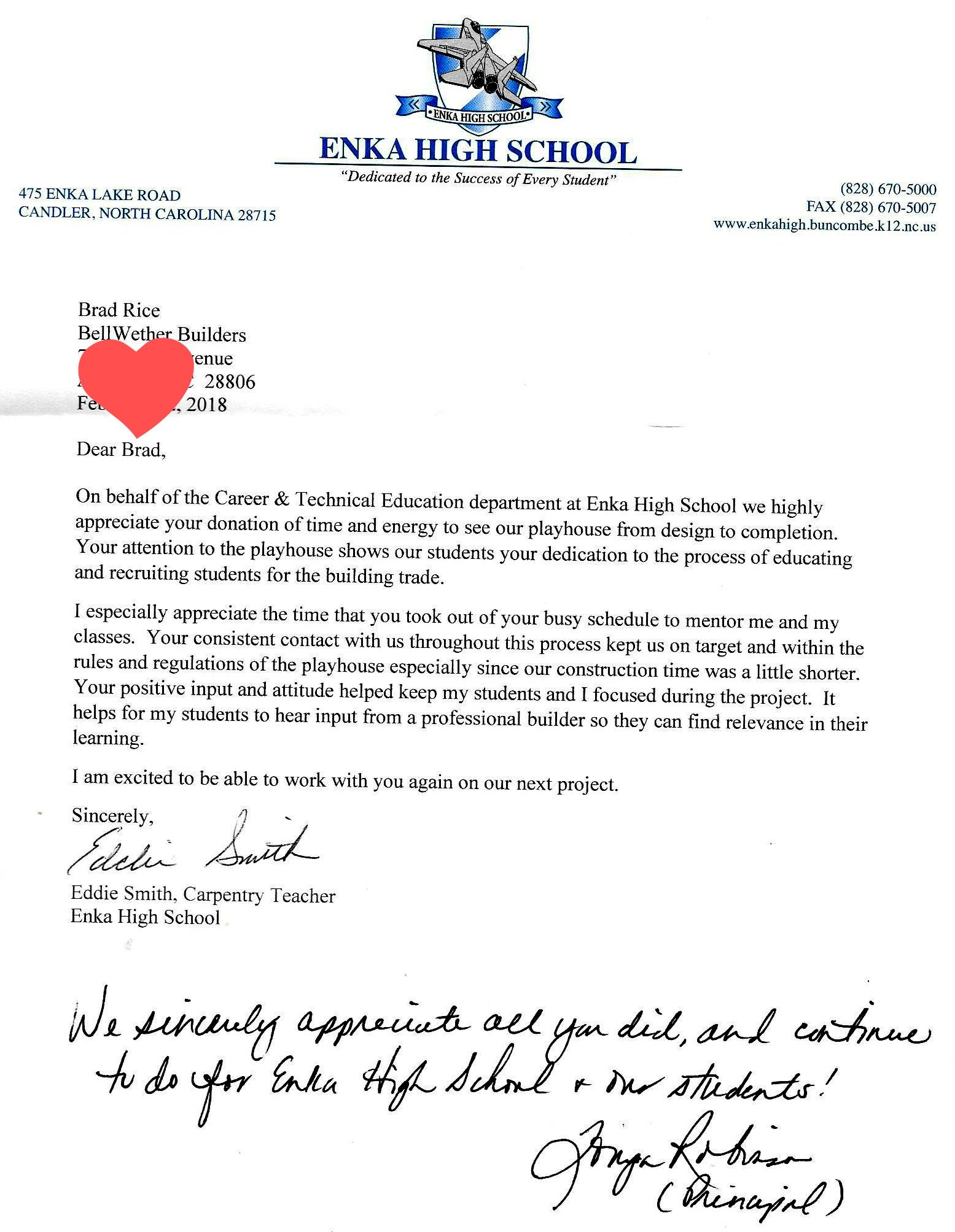 Letter From Enka High School in Western North Carolina - Bellwether ...